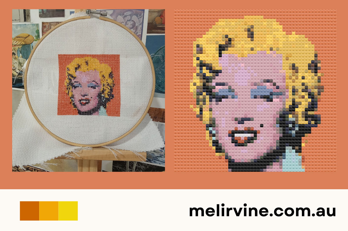 Orange Marilyn Mini Cross Stitch Pattern
